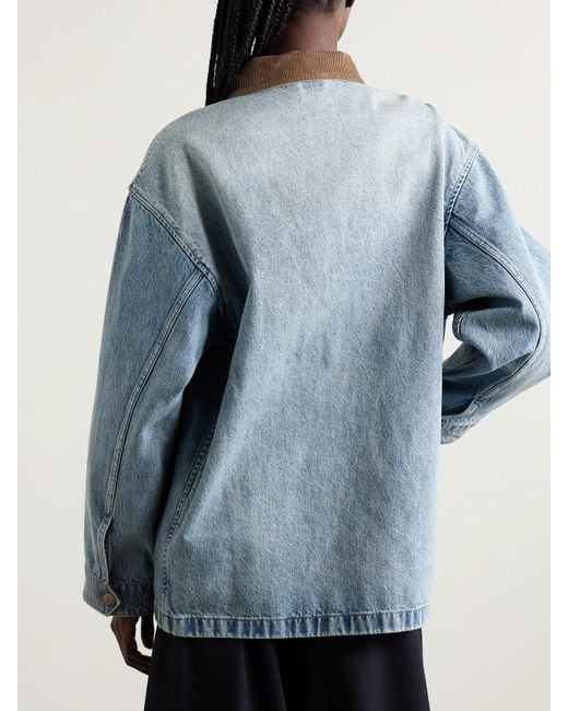 Doen Pascual Corduroy-Trimmed Denim Jacket in Blue | Lyst