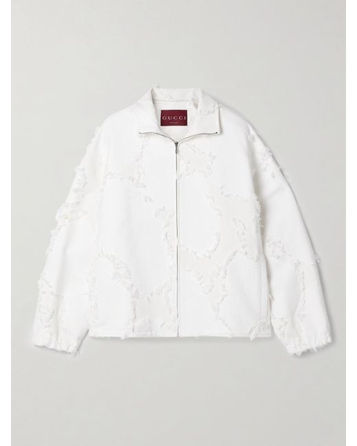 Gucci Poppy Fil Coupé Jacquard Jacket in White | Lyst