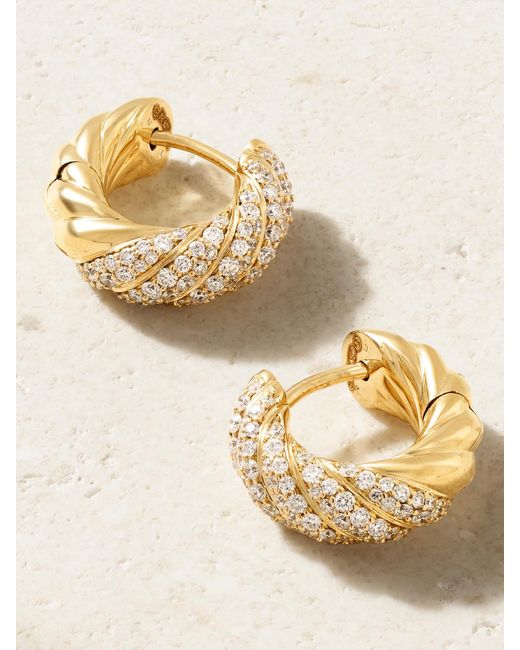 David Yurman Sculpted Cable 18-Karat Diamond Hoop Earrings in Natural ...