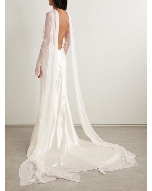 Danielle Frankel Mari Convertible Cape-Effect Silk And Wool-Blend Satin ...