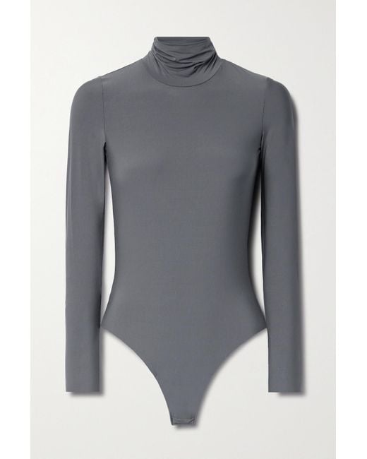 Commando Butter Stretch Modal Turtleneck Thong Bodysuit In Gray Lyst