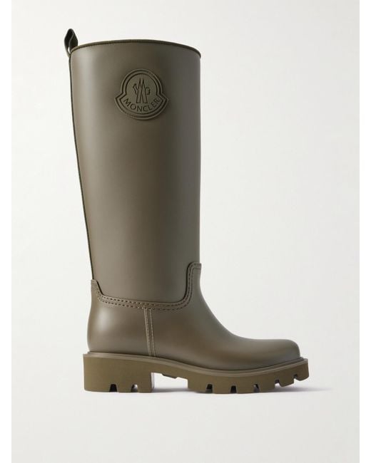 Moncler Kickstream Pvc And Shell Knee Boots in Green | Lyst