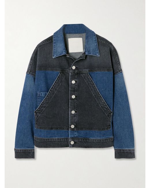 Mother The Triangle Drifter Patchwork Denim Jacket in Blue | Lyst
