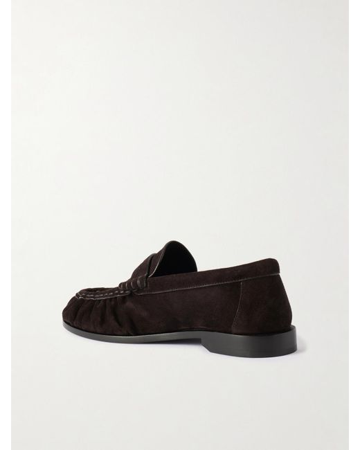 Saint Laurent Le Loafer Logo-Embellished Suede Loafers in Black | Lyst