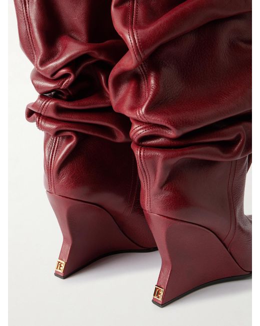 Balmain Textured-Leather Over-The-Knee Boots | Lyst UK