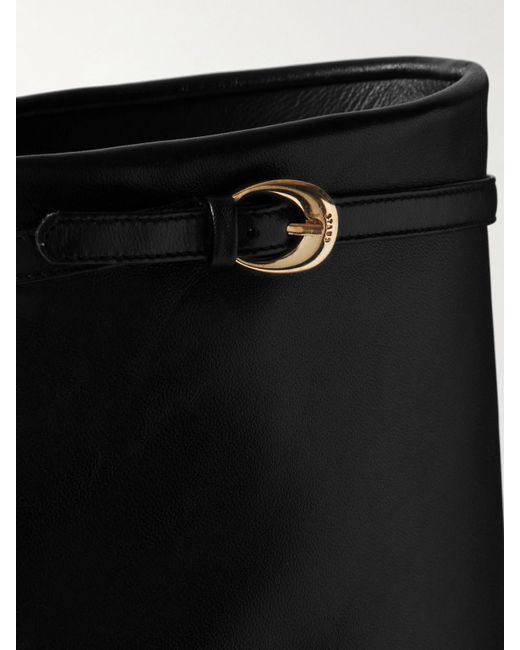 STAUD Wally Buckled Leather Knee Boots in Black | Lyst