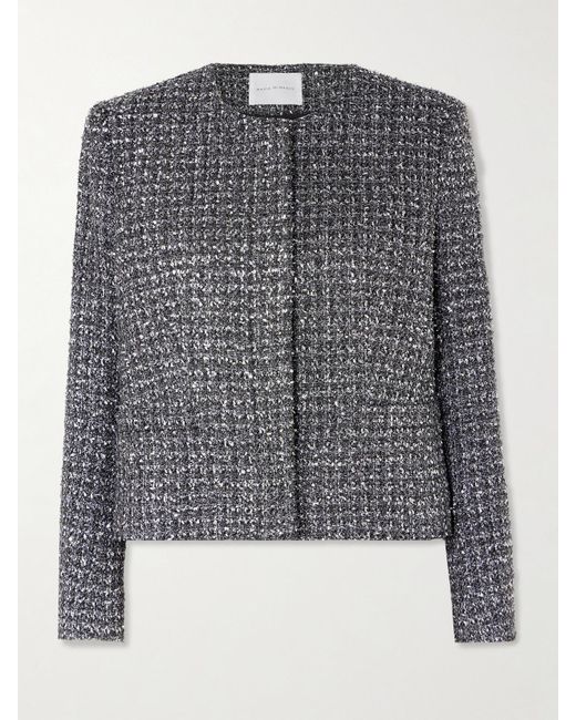 Maria McManus Sequin-Embellished Metallic Tweed Jacket in Gray | Lyst