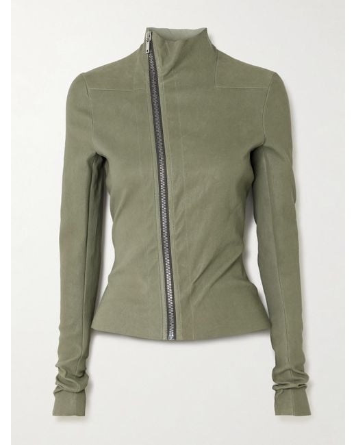 Rick Owens Gary Leather Biker Jacket in Green | Lyst