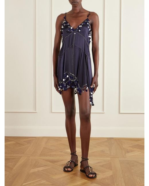 Isabel Marant Ludna Asymmetric Sequin-Embellished Silk-Satin Midi Dress ...