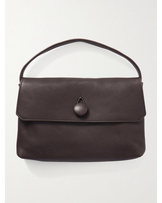 The Row Sally Textured-Leather Shoulder Bag in Black | Lyst
