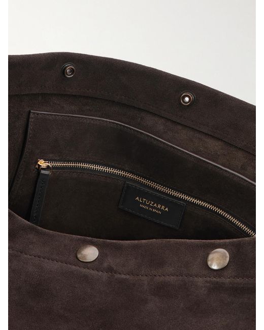 Altuzarra Logo-Detailed Leather-Trimmed Suede Shoulder Bag in Black | Lyst