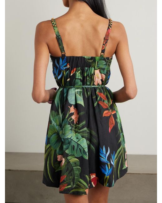 FARM Rio Midnight Macaw Fiesta Bead-Embellished Floral-Print Linen ...