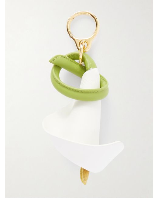 Loewe Calla Leather And Suede Charm in Green | Lyst