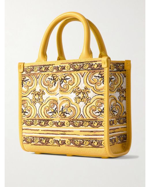 Dolce & Gabbana Maiolica Dg Daily Small Leather-Trimmed Canvas-Jacquard ...