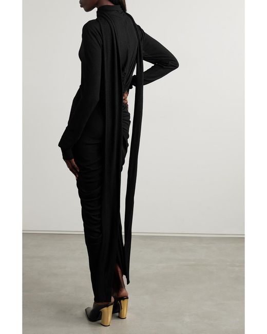 Givenchy Cutout Ruched Stretch-Crepe Turtleneck Gown in Black | Lyst UK