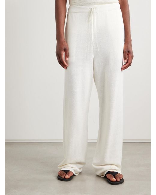 The Row Jory Linen-Blend Wide-Leg Pants in White | Lyst