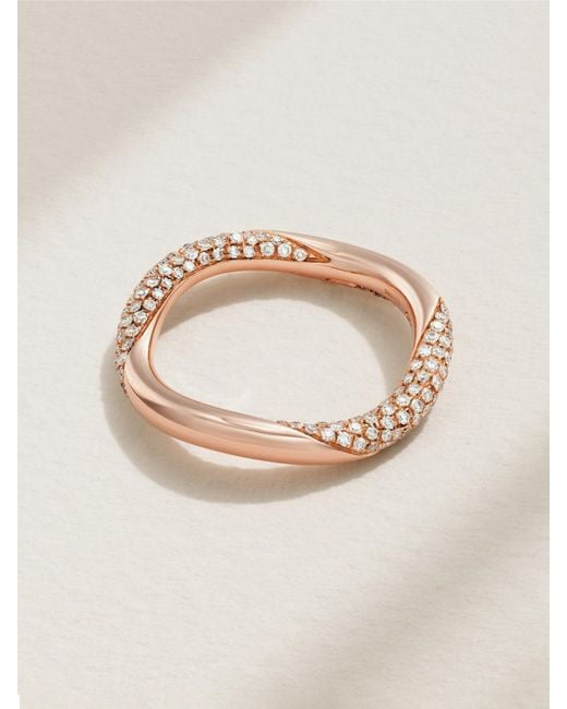 David Morris Wave 18-Karat Rose Diamond Ring in Natural | Lyst