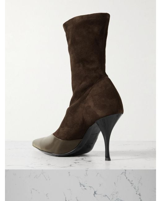 Neous Vega Paneled Leather-Trimmed Suede Ankle Boots in Brown | Lyst