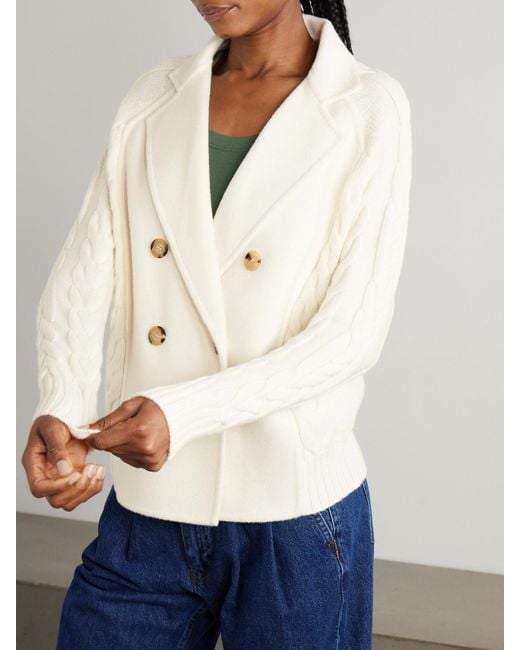 Max Mara Micio Double-Breasted Cable-Knit Wool And Cashmere-Blend ...