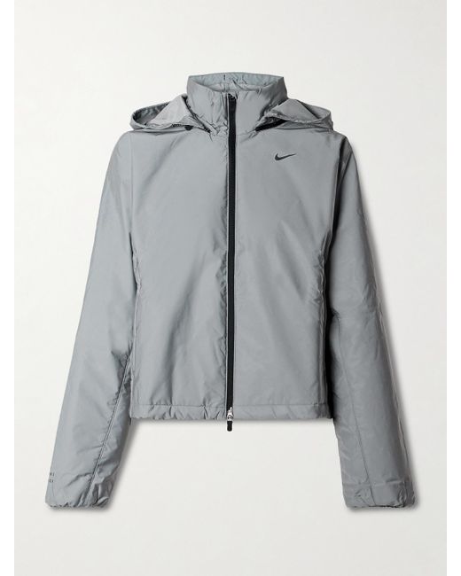 Nike Hooded Padded Coated Therma-Fit Jacket in Gray | Lyst