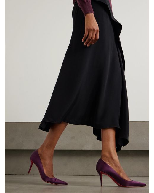 Christian Louboutin Apostropha 80 Satin Pumps in Purple | Lyst
