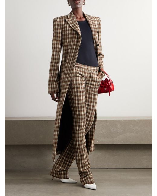 Acne Studios Checked Tweed Coat in Natural | Lyst