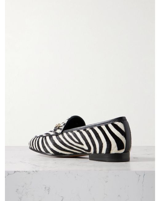 Gucci Jordaan Horsebit-Detailed Zebra-Print Calf Hair Loafers in ...