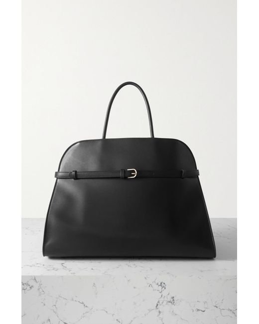 The Row Margaux 15 Buckled Leather Tote in Black | Lyst