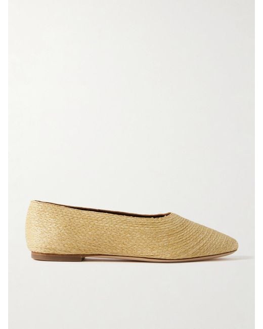 STAUD Alba Raffia Ballet Flats in Natural | Lyst