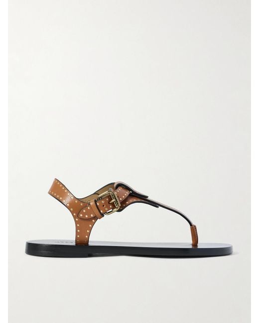 Isabel Marant Joony Studded Leather Sandals in Brown | Lyst UK