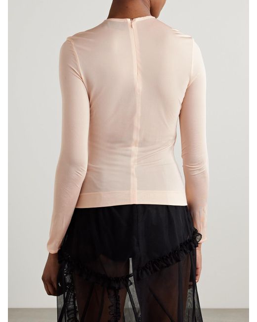 Simone Rocha Crystal-Embellished Stretch-Jersey Top in Natural | Lyst