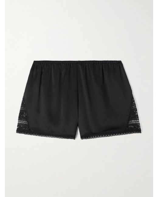Eres Devoilee Lace-Trimmed Silk-Satin Shorts in Black | Lyst UK