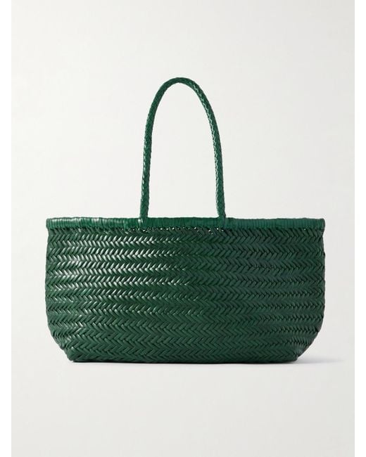 Dragon Diffusion Bamboo Triple Jump Big Woven Leather Tote in Green | Lyst