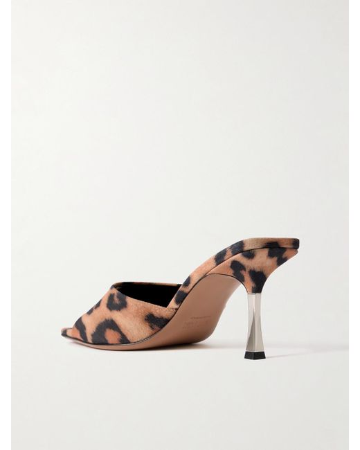 Paris Texas Lorena Leopard-Print Suede Mules in Natural | Lyst