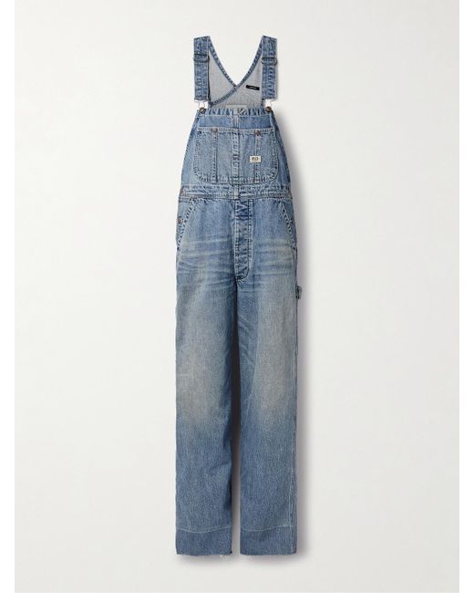 R13 D'Arcy Frayed Denim Overalls in Blue | Lyst