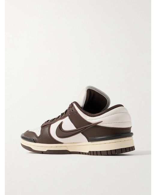 Nike Dunk Low Twist Rubber-Trimmed Leather Sneakers in Brown | Lyst