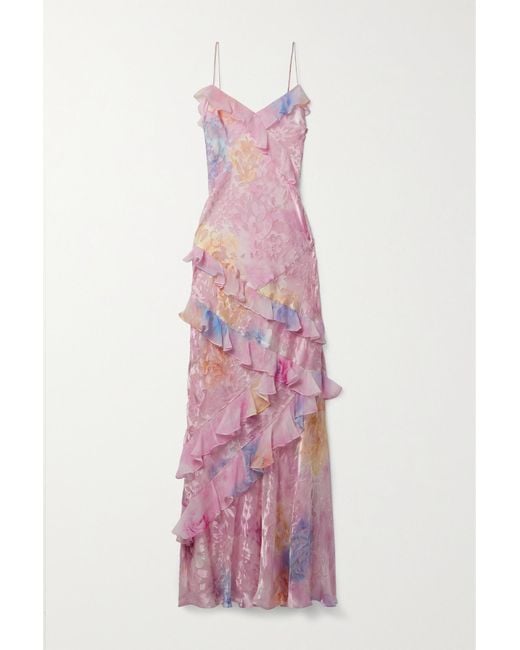 LoveShackFancy Rialto Ruffled Silk-blend Gown in Pink | Lyst