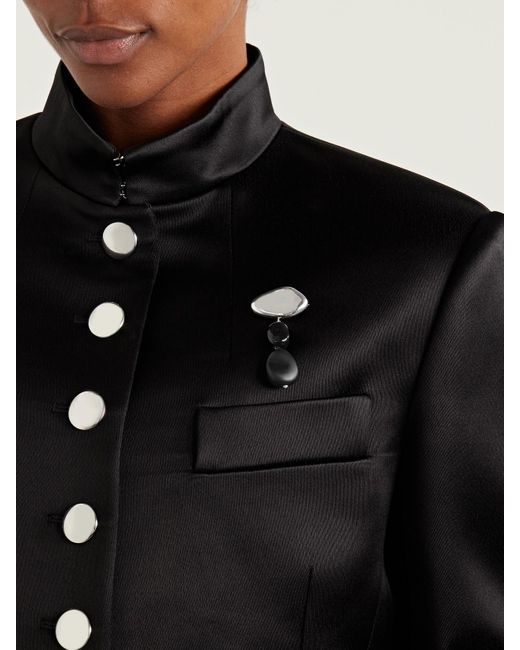 AGMES Tess Sterling Onyx Brooch in Grey | Lyst UK