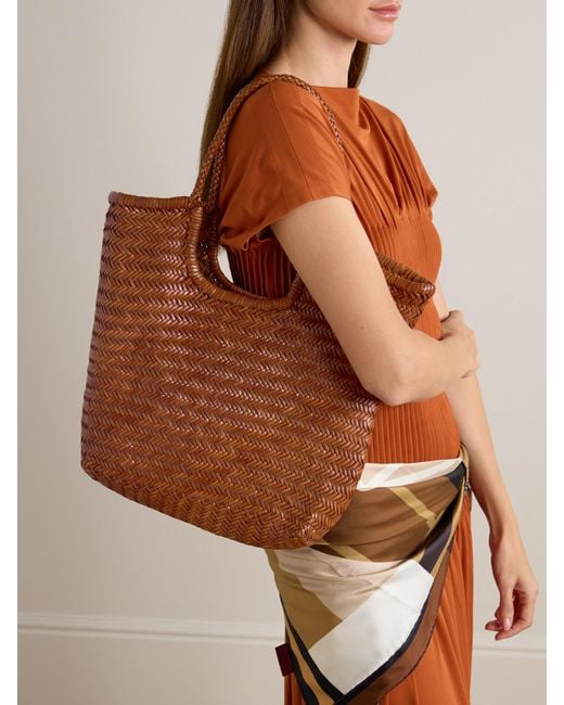 Dragon Diffusion Ns Diagonal Triple Jump Woven Leather Tote in Brown ...