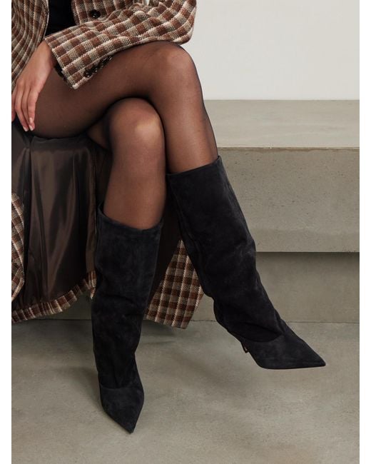 Paris Texas Ines Suede Knee Boots in Black | Lyst