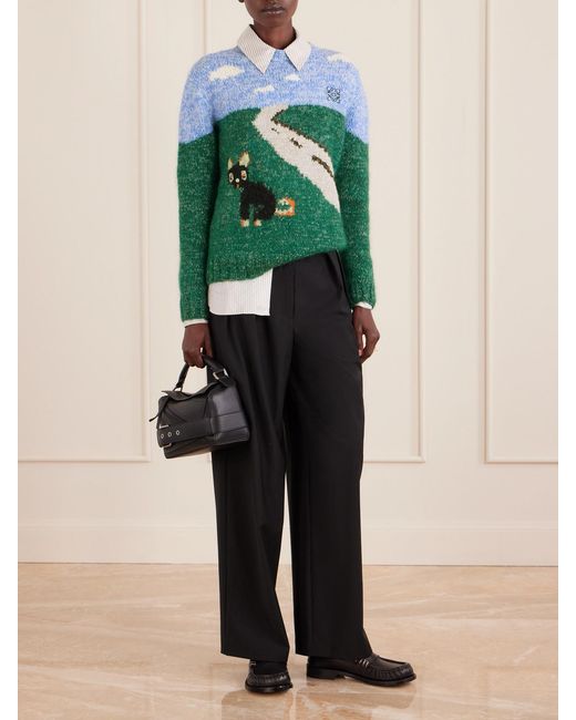 Loewe Luis Wain Knitted Wool-Blend Sweater in Green | Lyst