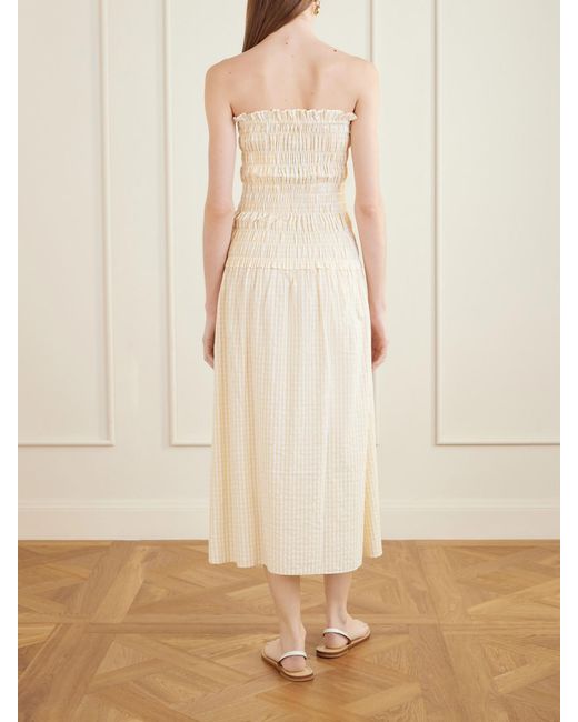 Faithfull the Brand Amalita Shirred Gingham Cotton Midi Dress in ...