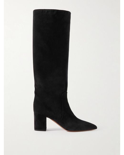 Paris Texas Anja Suede Knee Boots in Black | Lyst
