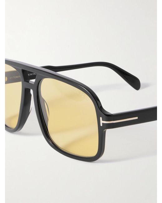 Tom Ford Falconer Aviator-Style Acetate And-Tone Sunglasses in Black | Lyst