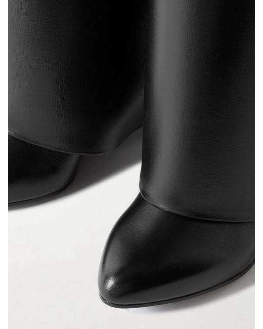 Givenchy Shark Lock Embellished Glossed-Leather Knee Boots in Black | Lyst