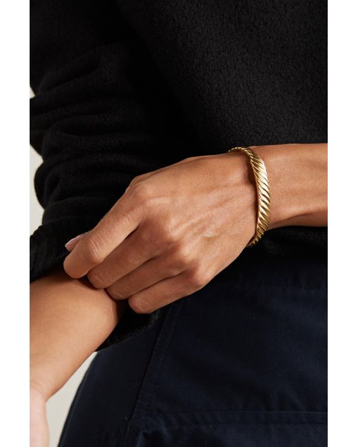 David Yurman Sculpted Cable Contour 18-karat Gold Cuff in Natural | Lyst David Yurman Sculpted Cable Contour 18-karat Gold Cuff in Natural | Lyst
