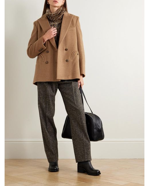 Blazé Milano Everynight Double-Breasted Hair Blazer in Natural | Lyst UK