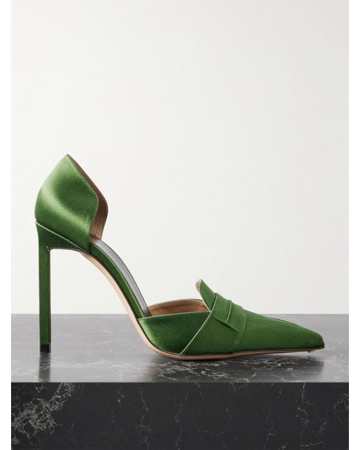 Tom Ford Eva D'Orsay Satin Pumps in Green | Lyst UK