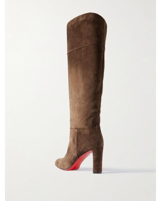 Christian Louboutin Loo Botta 85 Suede Knee Boots in Brown | Lyst