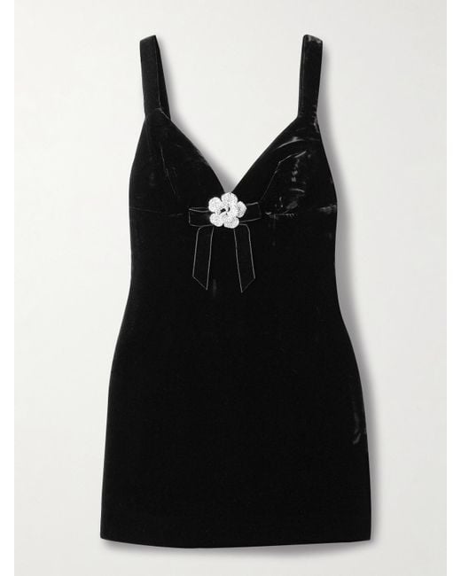 Cara Cara Gracie Embellished Velvet Mini Dress in Black | Lyst UK